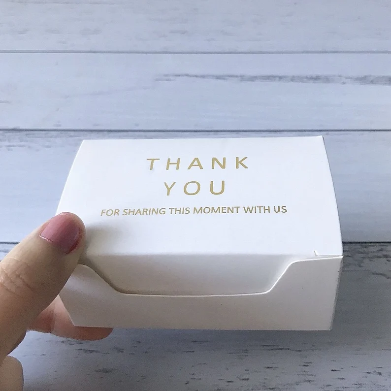 White Rectangle Favor Boxes - Gold Foil Wordings – JoyAus